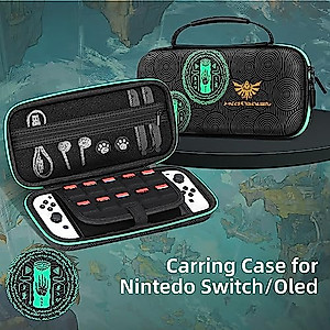 BRHE Switch Case,Carrying Case for Nintendo Switch/Switch OLED Zelda Tear of The Kingdom,Nintendo Switch Case Portable Hard Shell Pouch Carry Travel Game Bag for Nintendo Switch Accessories