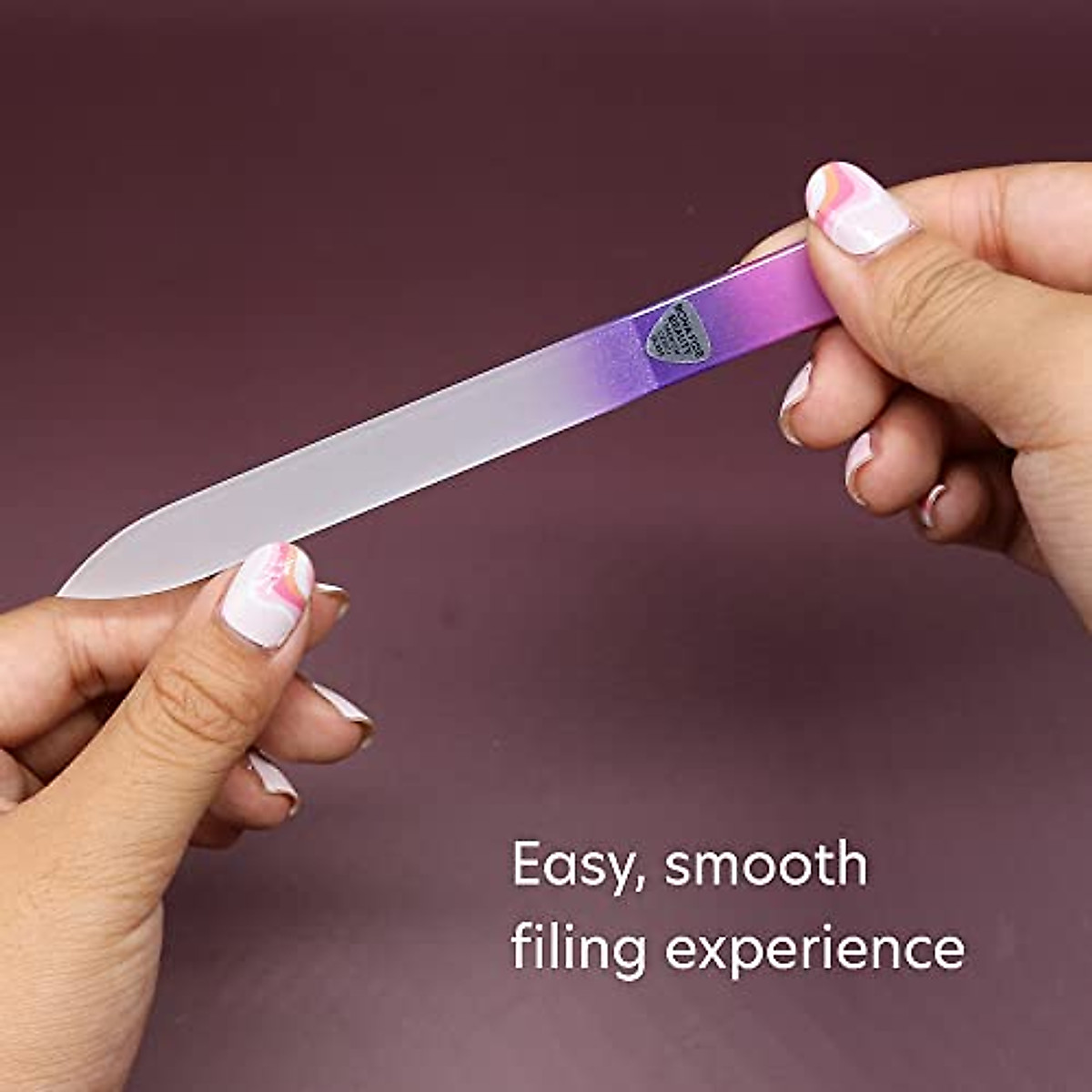 Glass Nail Files for Natural Nails, Fingernail Files, Manicure Set Nail Care, Gentle Comfortable Filing, Leaves Nails Smooth - Bona Fide Beauty 10-Piece Premium Czech Crystal Nail Files