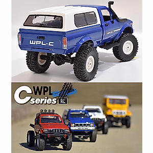 Apawband RC Crawler WPL C24 RC Rock Crawler RC Truck 4x4 Off Road RTR, 1/16 Scale Remote Control Truck All Terrain 2.4 Ghz with Proportional Steering LED Lights Hobby Toys Adult