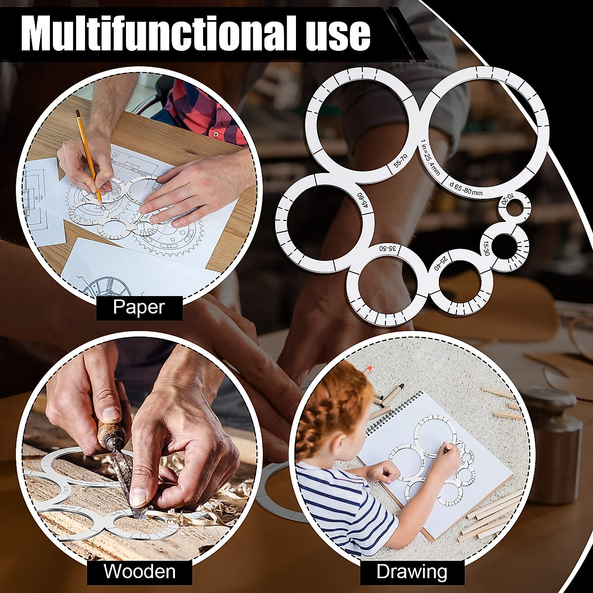 Leather Cutting Tools Corner Cutting Ruler Metal Circle Template Leather Corner Punch Round Leather Corner Cutting Ruler for Leather Projects LeatherCraft DIY Tool (Basic Style,1 Pack)