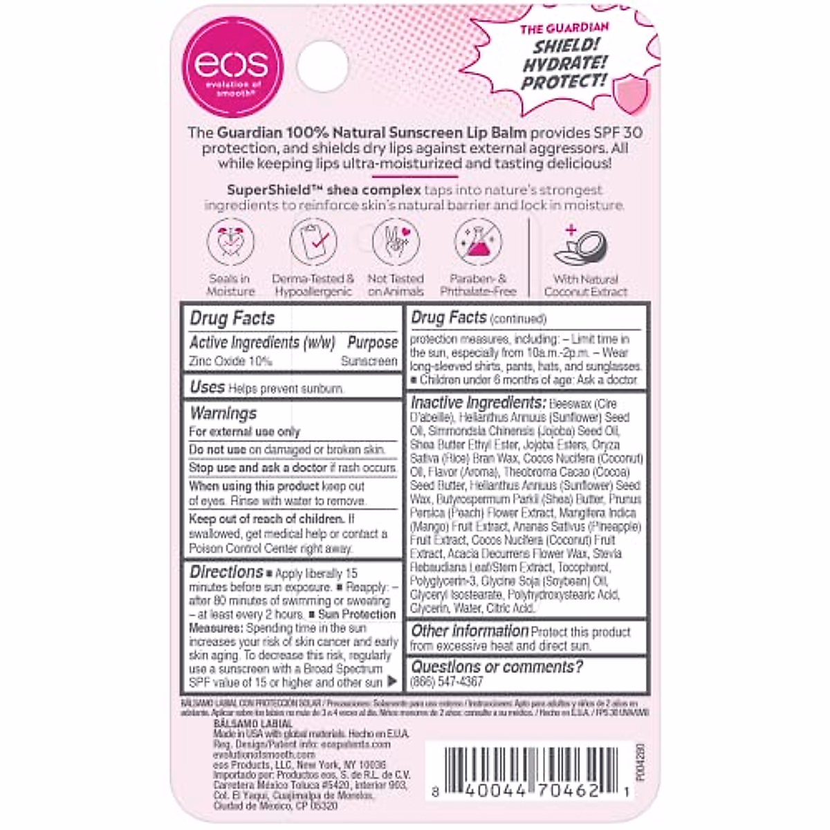 eos Sun Protect - Coconut | SPF Lip Balm with SPF 30 Protection and Water Resistant | Lip Care to Nourish Dry Lips | Gluten Free | 0.14 oz