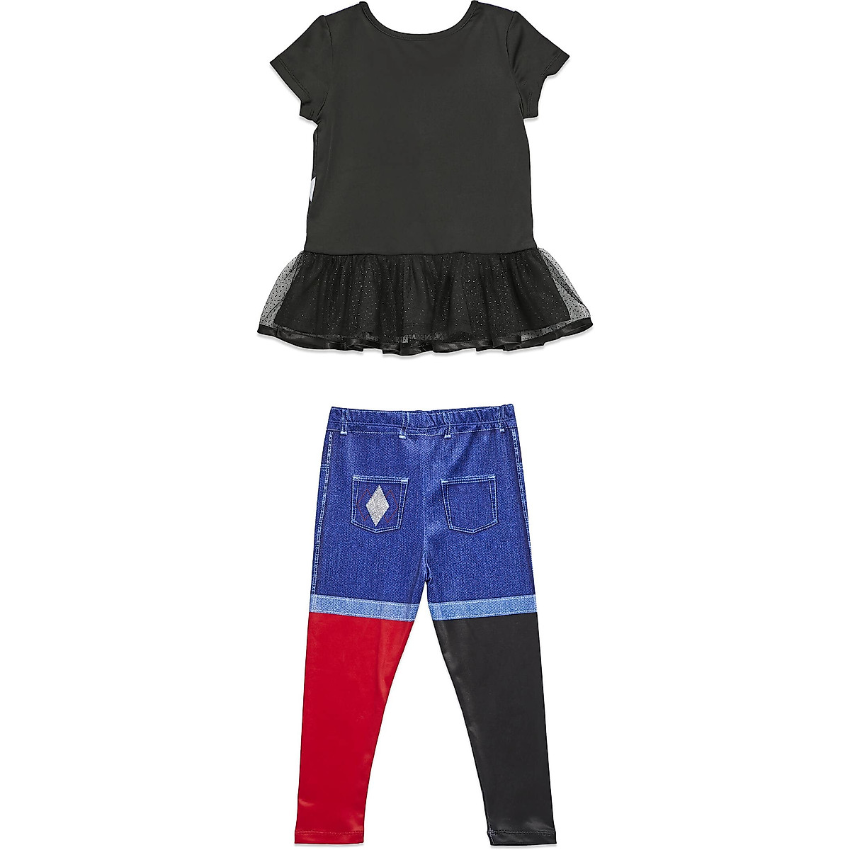 WARNER BROS. Harley Quinn Toddler Girls Cosplay Costume Dress Leggings and Headband 3 Piece Set 3T