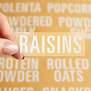 Talented Kitchen 224 White Pantry Labels & Fridge – All Caps Kitchen Pantry Names & Fridge – Food Label Sticker, Water Resistant Pantry Labels for Containers Jar Labels Pantry Organization and Storage