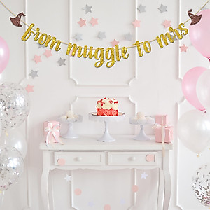 Dalaber from Muggle to Mrs Banner, Wizard Bridal Shower Decoration Wizard Wedding Engagement Bachelorette Party Supplies,Gold Glitter