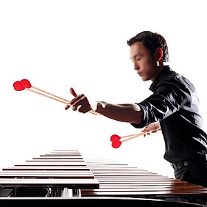 Marimba Mallets, Uspacific 1 Pair Medium Hard Yarn With Beech Handle Medium Hard for Percussion Marimba Playing