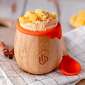 Bamboo Baby and Toddler Sippy Cup - 5 Oz Eco-Friendly Dinky Cup with Cute Silicone Drip Rim for Teeth and Gum Protection - Ideal Toddler Transition Cup (Orange)