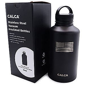 Insulated Water Bottle with Wide Mouth Lid Stainless Steel Double Wall Vacuum Hot/Cold Water Bottle 64oz (Picture)
