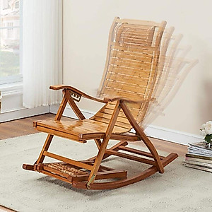 CHLDDHC Rocking Chair Armchair Lounging Rocker Deck Relaxing Recliner Lounger Seat Bamboo Indoor Outdoor