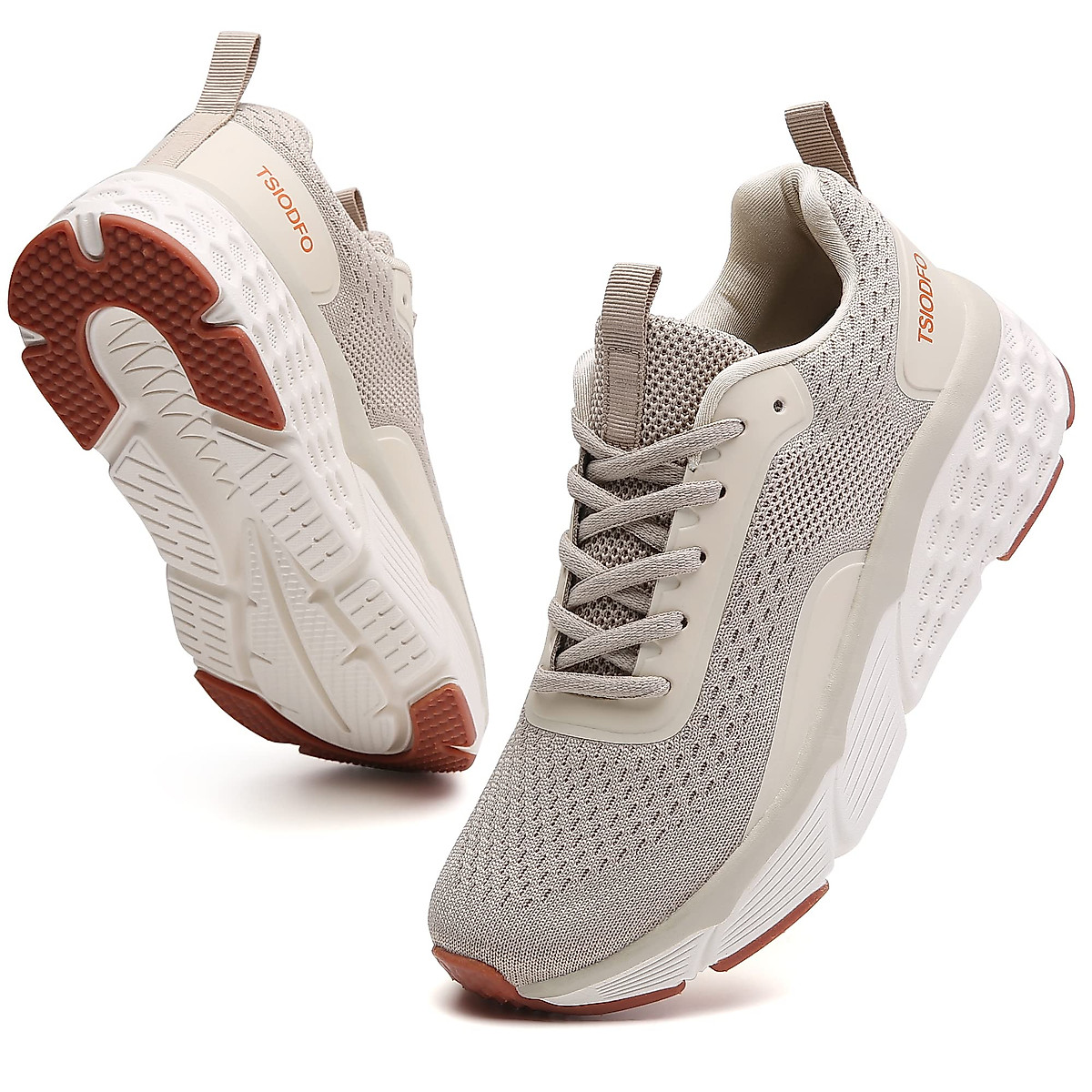 TSIODFO Walking Sneakers for Women's Tennis Shoes Beige Size 7 Comfort Memfory Foam Fashion Running Shoe Ladies Runner Gym Workout Jogging Sneaker