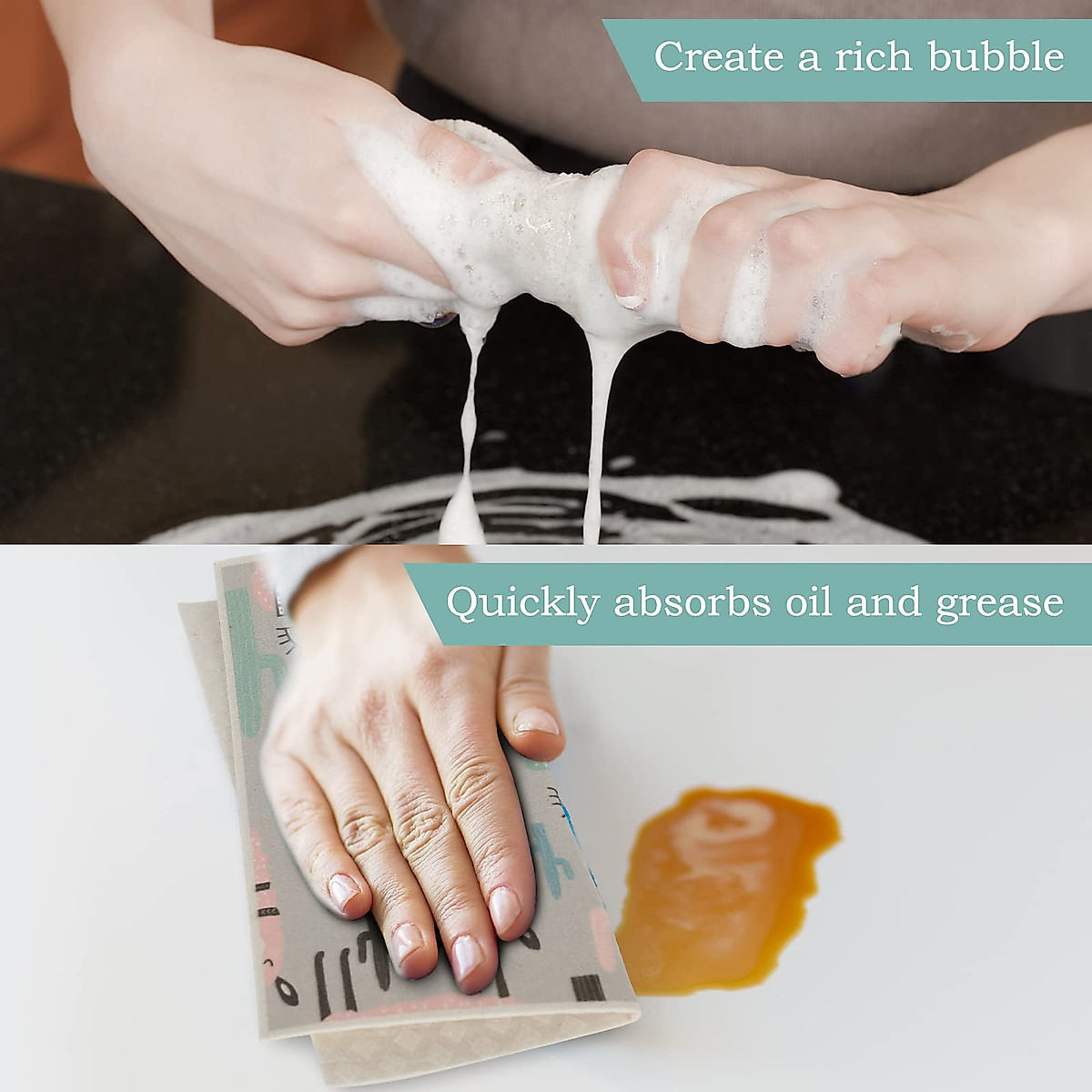 AnyDesign Alpaca Swedish Kitchen Dishcloth Cute Animal Absorbent Cotton Kitchen Towel Cleaning Dishcloths for Party Home Housewarming Cleaning Counter Wipes, 7 x 8 Inch, 6Pcs