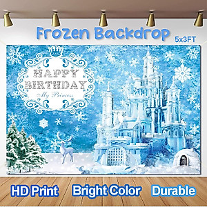 Lnkdeya Frozen Birthday Party Decorations for Girls -138Pcs Frozen Balloon Garland Arch Kit with Wonderland Backdrop Snowflake Tablecloth Foil Confetti Balloons for Winter Princess Girls