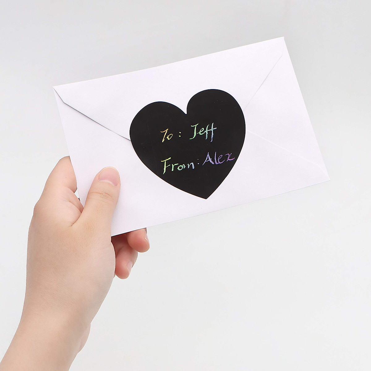 JOYIN Valentines Day Gift Cards in Heart Shape Scratch Sticker Roll, Art and Craft for Kids Party Favor, Classroom Exchange Prizes, Valentine’s Greeting Cards