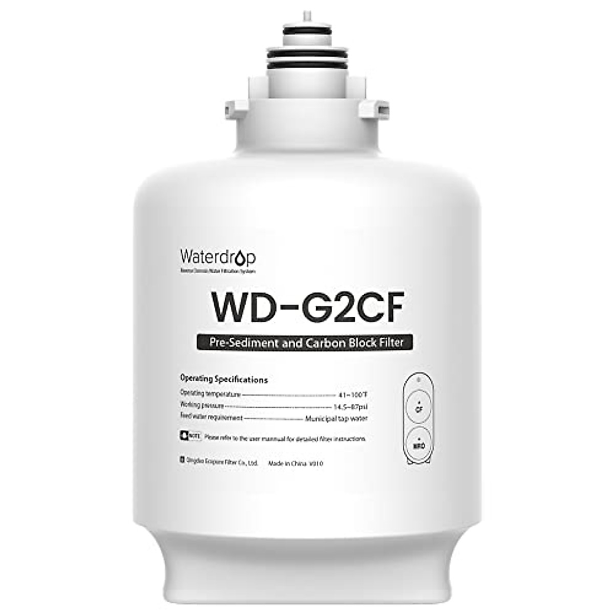 Waterdrop WD-G2CF Filter, Replacement for WD-G2-W, WD-G2-B, WD-G2P600-W Reverse Osmosis System,12-month Lifetime