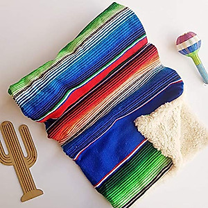 Bebe Trapoz Sarape Baby Blanket, cozzy Quilt, Mexican Blanket, Swaddle balnket, Lovey Blanket (Blue)