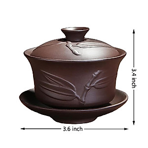 Woonsoon Yixing Chinese Zisha Gaiwan Handmade 150ml China Porcelain Gaiwan Kungfu Teacup Traditional Chinese Teaware Tea Set