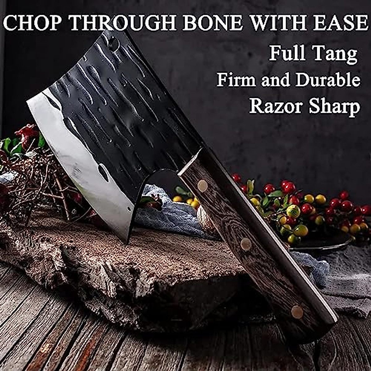 Omesio Meat Cleaver Heavy Duty Bone Chopper Bone Cleaver Meat Bone Cutter butcher knife for bone cutting Cleaver Knife Big Chopper Cutting