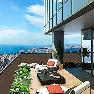 DearHouse Balcony Privacy Screen Shield Cover, 3.5ft x16.5ft, Includes 35 pc Cable Ties for Porch Deck Outdoor Backyard Patio