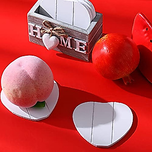 Coasters for Drinks, Wooden Heart Coasters Set of 6 Farmhouse Coasters with Holder Funny Coasters for Coffee Table Protection Housewarming Gifts for New Home Decoration, 4 Inch (Home, Grey)