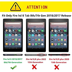 MAOMI for Kindle Fire hd 8 Case 2017/2018 Release 7th/8th Generation,Kickstand Heavy Duty Cover [ NOT fit HD 8 Tablet 12th/10th Gen 2022/2020 Release] (Blue)