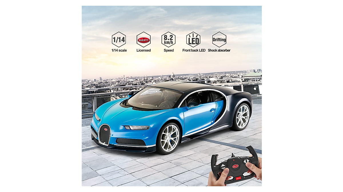 RASTAR RC Bugatti Chiron 1/14 Remote Control Car Blue - Kids & Adults