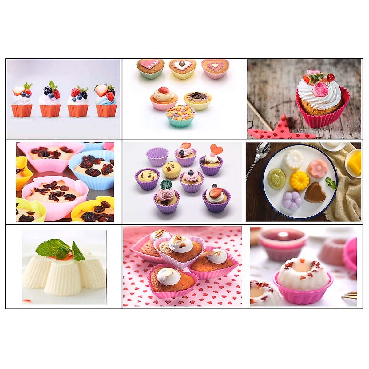 Silicone Molds Silicone Cupcake Baking Cups Silicone Flower Molds Silicone Donut Baking Pan Set Nonstick Silicone Donut Mold Oven- Microwave- Dishwasher Safe（24 pieces ）