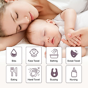 Ease Cubs Muslin Burp Cloths Large 100% Cotton Hand Washcloths for Boys & Girls, Baby Essentials Extra Absorbent and Soft Burping Rags for Newborn Registry (White & Green, 12-Pack, 20" X10")