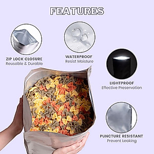 5 Gallon Mylar Bags For Food Storage with Ziplock -20pcs 14Mil Extra Thick For Long Term Storing, Dry Aging & Heat Vacuum Seal, 17x26" Large Resealable Myler Bag, 2000cc Oxygen Absorbers & Labels Pack