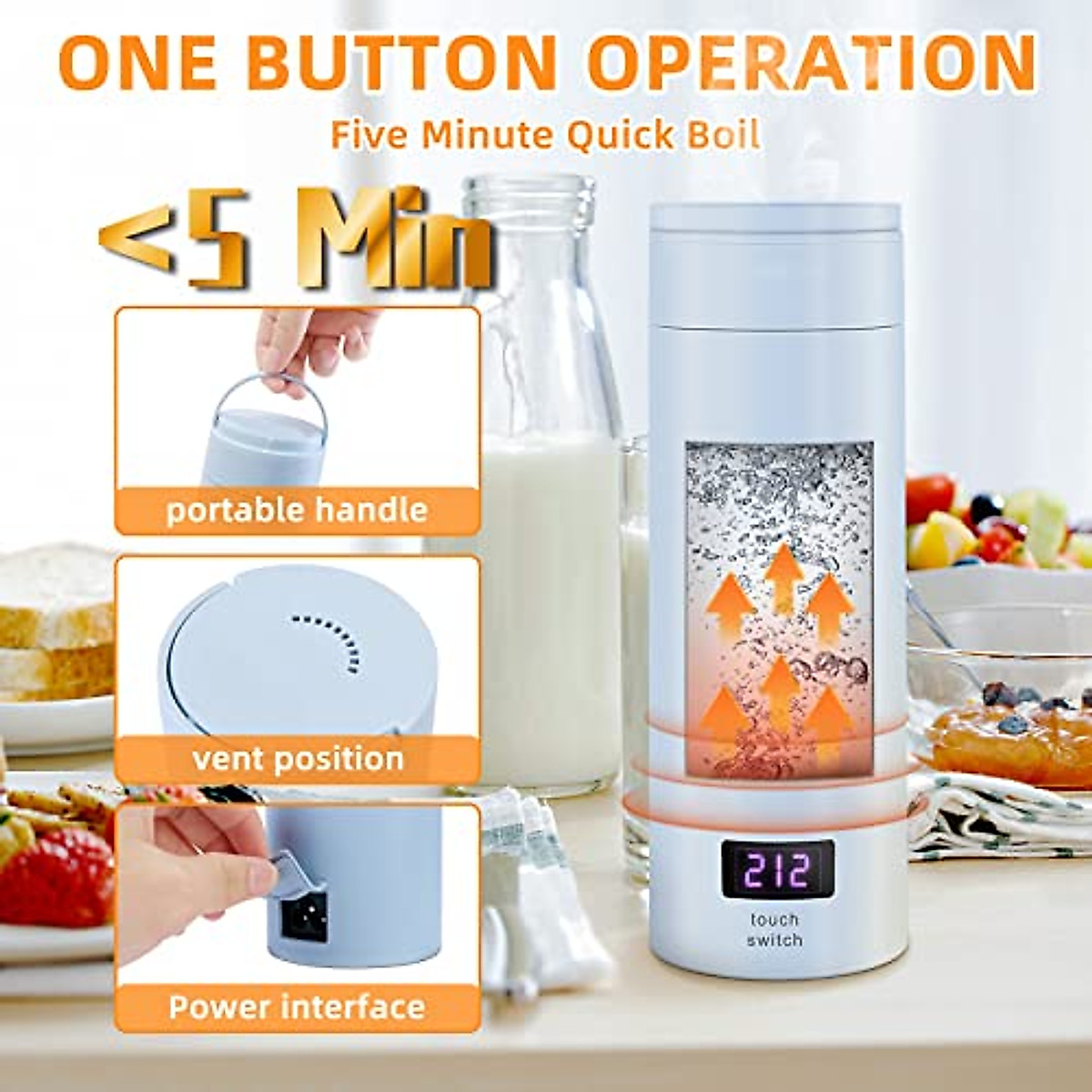 GearRoot Travel Electric Kettle, 380ml Small Portable Electric Tea Kettle Water Boiler, Fast Boil and Auto Shut Off Hot Water Kettle, 4 Temperature Mode …