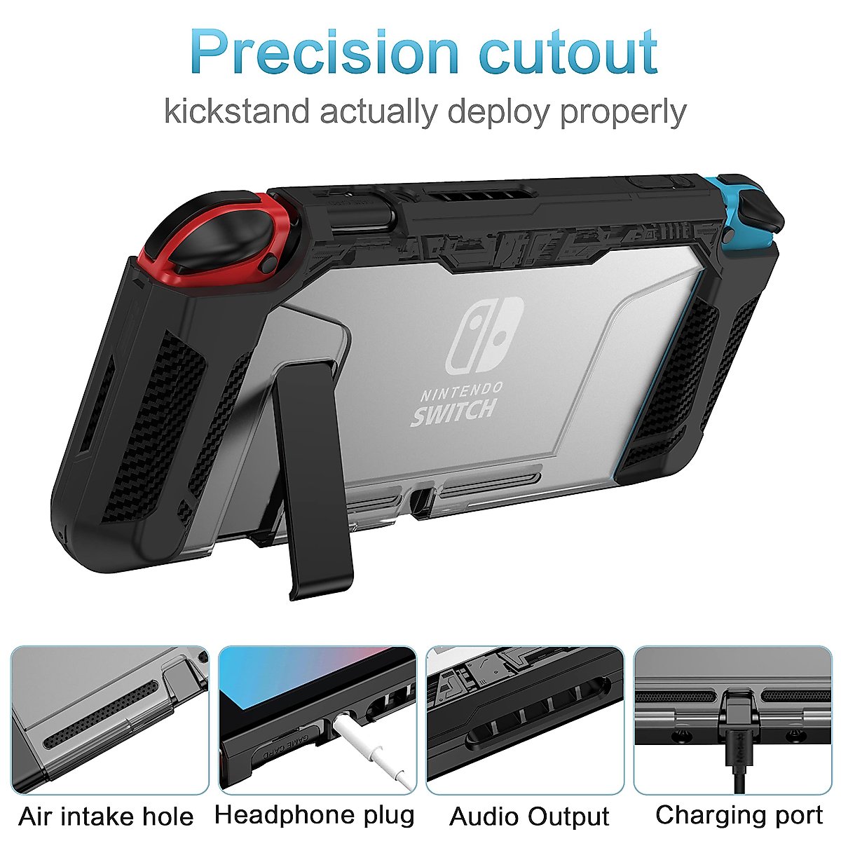 PiMivco Dockable Case for Nintendo Switch 2017,Protective Case Compatible for Nintendo Switch and Joy-Con Controller ,TPU Grip Cover with Shock-Absorption and Anti-Scratch Design(Black)…