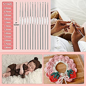 Aeelike Crochet Kit for Beginners Adults, Crochet Kits Include Yarn, Ergonomic Crochet Hooks 2.0-6.0 mm, Lace Steel Needles 0.6-1.9 mm and Case, 59pcs Crochet Starter Kit for Beginners Kids