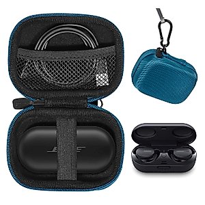 CaseSack case for Bose Sport Earbuds and QuietComfort Noise Cancelling Earbuds - True Wireless Earphones, Mesh Accessories Pocket, Compact Consolidation Carrying case