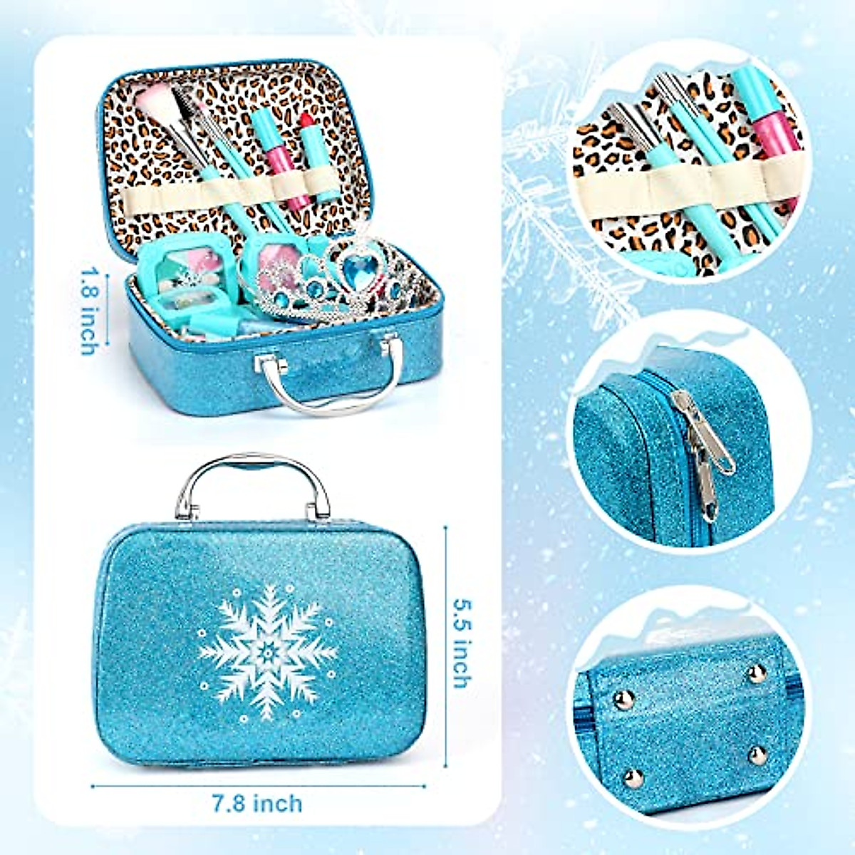 Flybay Kids Makeup Kit for Girl,Washable Real Frozen Make up kit, Girl Toys for 4 5 6 7 8 9 Years Old Girl