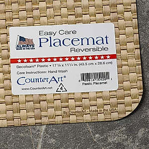 CounterArt Taupe and Natural Basket Weave Design Reversible Easy Care Plastic Placemat Set of 2 Made in The USA