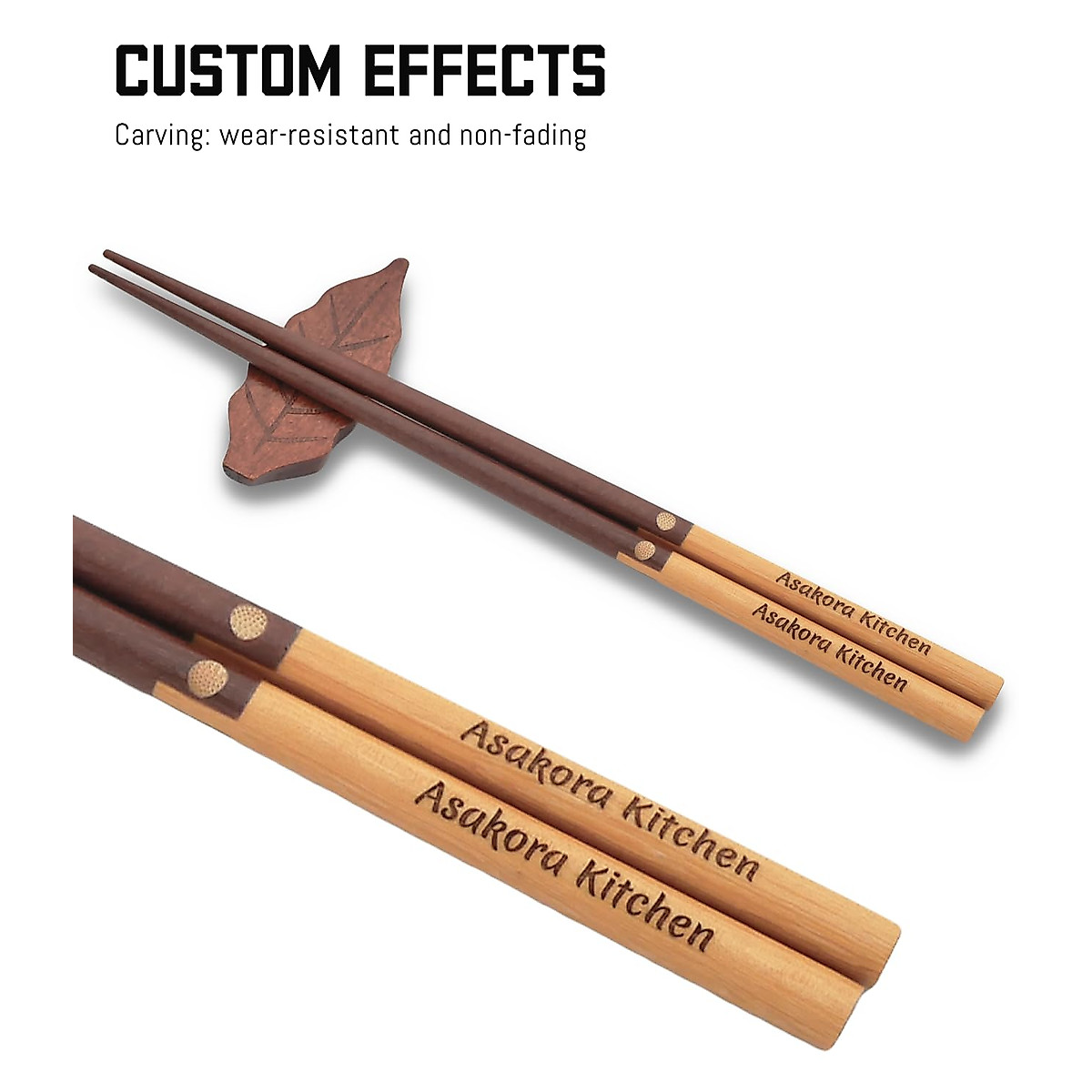 Custom Sandalwood Chopsticks, Engraved With Personalized Names Classic Japanese Style Wood Chop Sticks Set For Chinese Theme Wedding, Housewarmings,Birthday Party Favors and Gifts