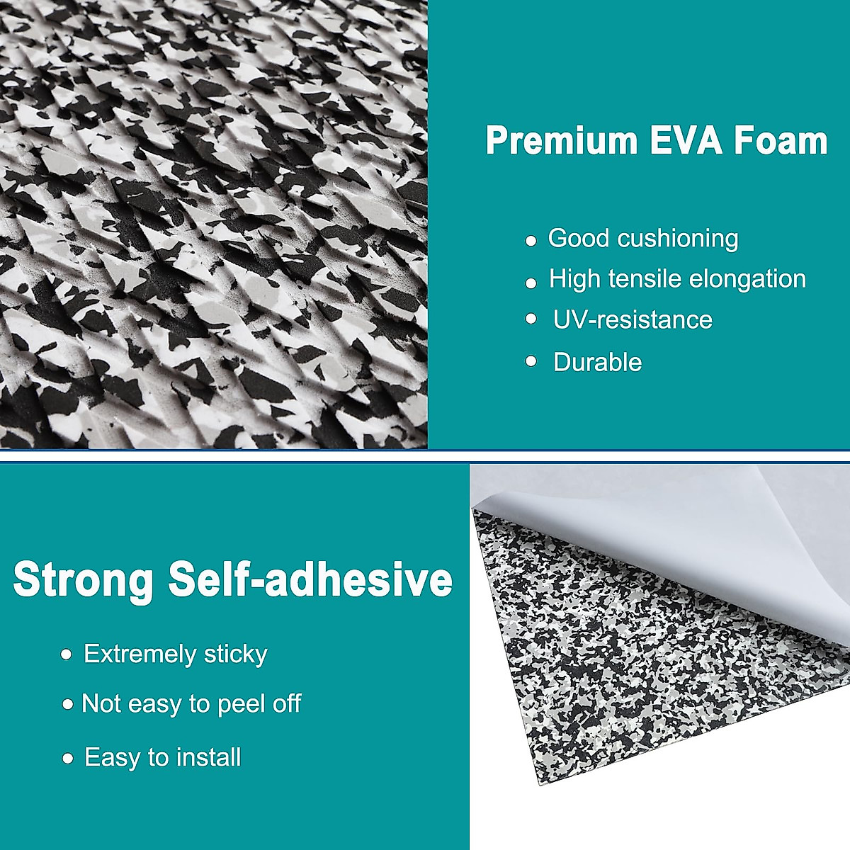 Hjdeck Boat Flooring EVA Foam Boat Decking Camo Boat Foam Flooring Self Adhesive Marine Flooring Mat for Yacht Fishing Boat Kayak Decking Surfing Traction Pad Golf Cart Swimming Pool (94.5"x16.14")