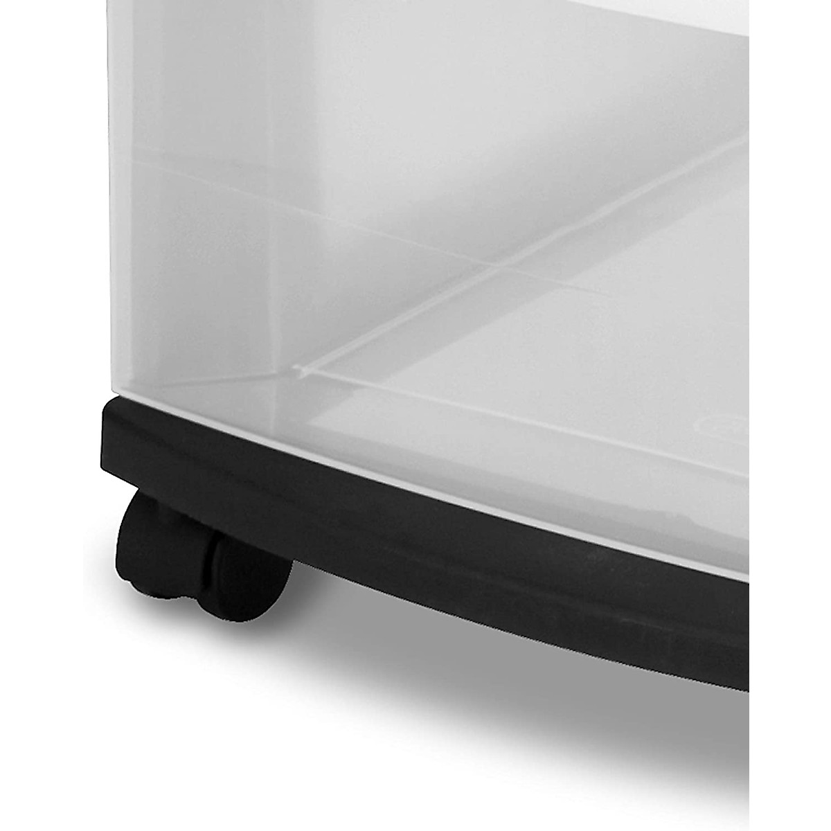 Generic Plastic Storage Drawer Cart, Medium Home Organization Storage Container with 3 Large Drawers w/Removeable Wheels, Black Frame with Clear Drawers and Black Casters, Set of 2 (Black)