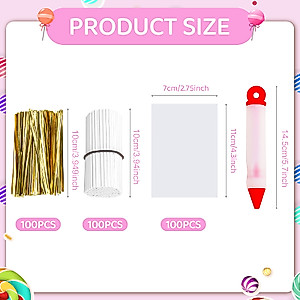 Cake Pop Kit, Including 100 Cake Pop Sticks and Wrappers, 100 Twist Ties, 1 Cake Pop Scooper and Decorating Pen, Cake Pops Making Tools for Lollipop, Candies, Chocolates and Cookies,red