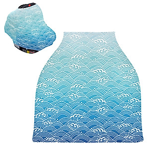 Nursing Cover Breastfeeding Scarf Ocean Wave - Baby Car Seat Covers, Infant Stroller Cover, Carseat Canopy(913h)