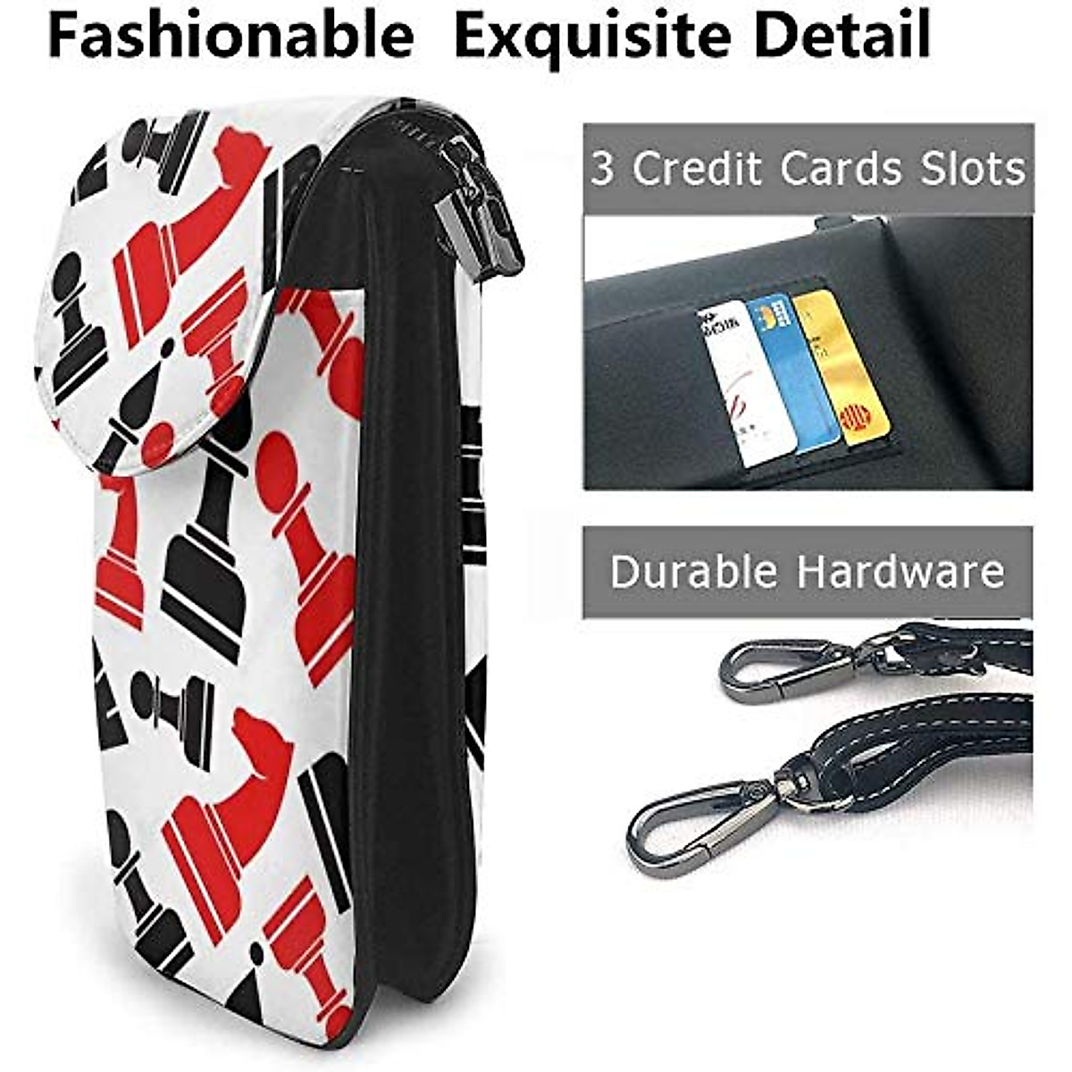 Chess Pattern Women Soft PU Leather Cellphone Purse Wallet Handbag Small Crossbody Shoulder Bag