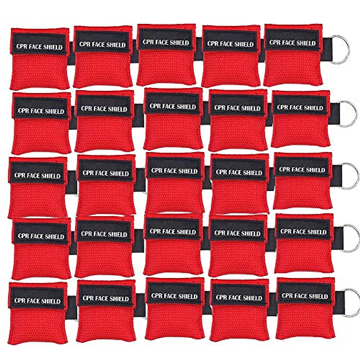 LSIKA-Z 25pcs CPR Face Shield Mask Keychain Keying CPR Face Shields Pocket Mask For First Aid or CPR Training (Red-25)