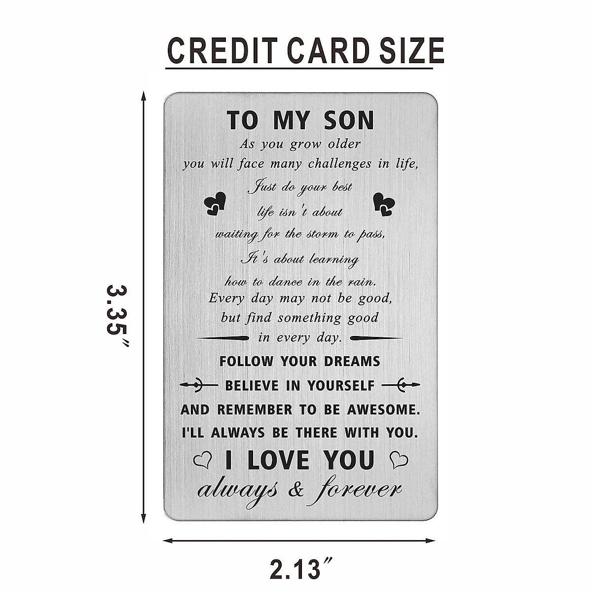 CPLJW Fathers Day Card Gifts for Son from Mom Dad - Just Do Your Best - to My Son Birthday Engraved Wallet Card Gifts Ideas