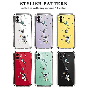 NITITOP Compatible for iPhone 11 Case Clear Cute with Astronaut Outer Space Planet Star Creative Pattern,Soft TPU Shockproof Slim for iPhone 11-Balloon