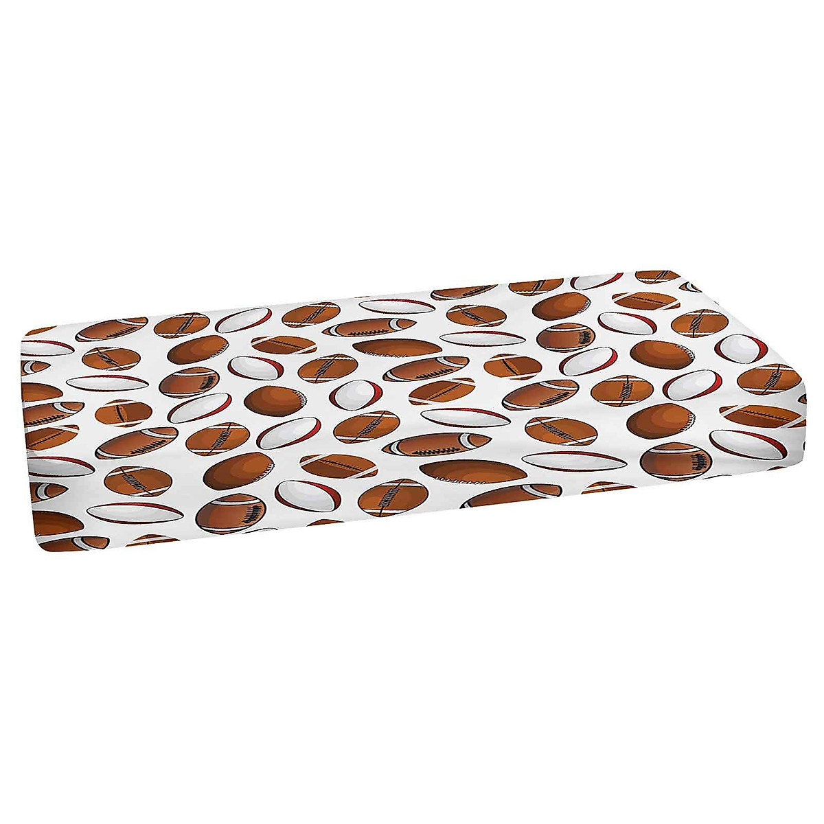 Lyzelre American Football Fitted Crib Sheet,Classic Design Rugby Balls in Cartoon Style Sports Competition Microfiber Silky Soft Toddler Mattress Sheet Fitted,28"x 52"x 8'',Baby Sheet for Boys Girls