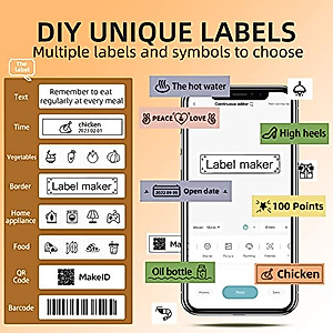 Makeid Label Maker Machine with Tape(0.63''x13.1'), Portable Bluetooth Label Makers for Storage, Office, Home, School, Wireless Label Printer with Multiple Templates USB-C Rechargeable