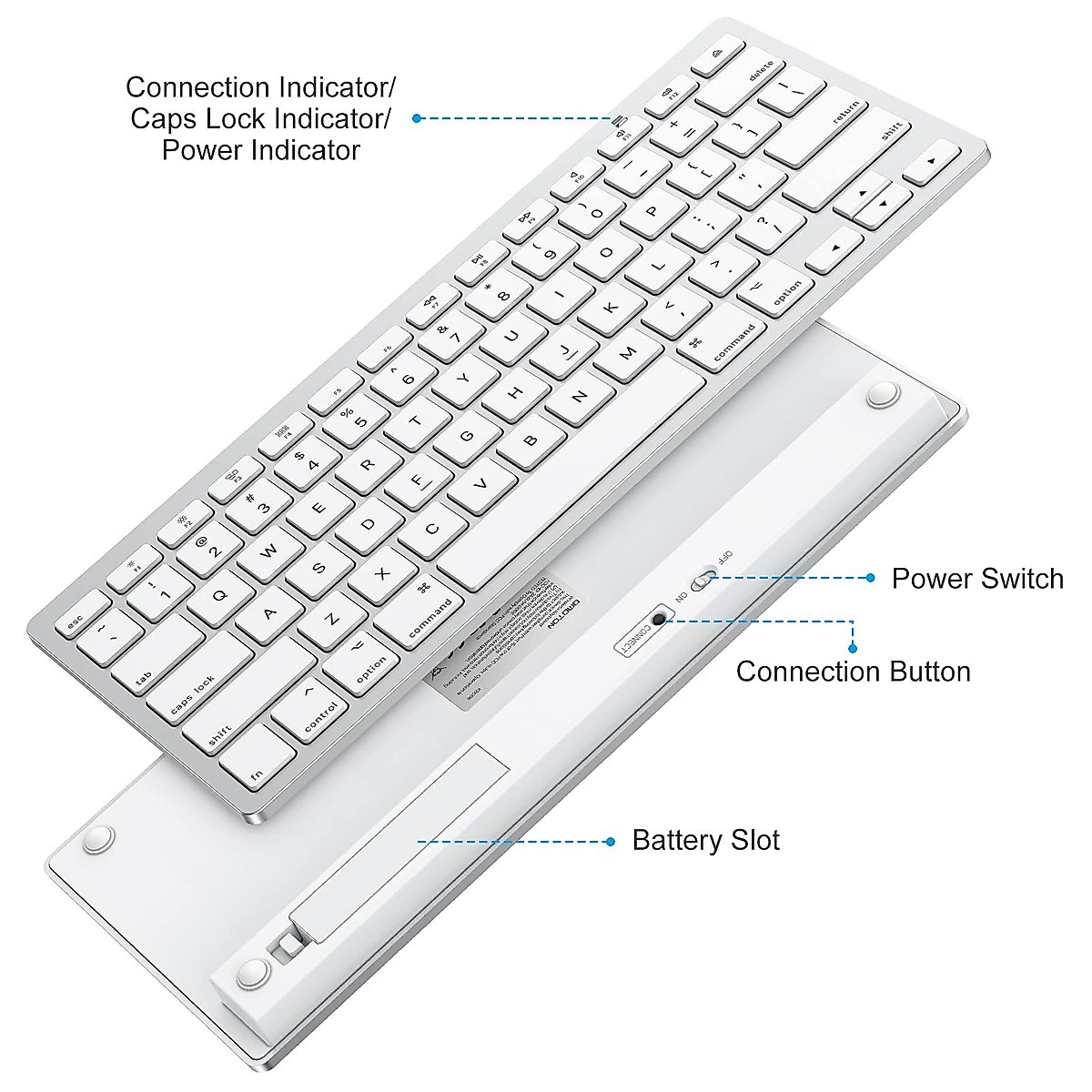 OMOTON Compact Wireless Bluetooth Keyboard for MacBook, iMac, Mac Mini - Compatible with Apple Laptops and Desktops