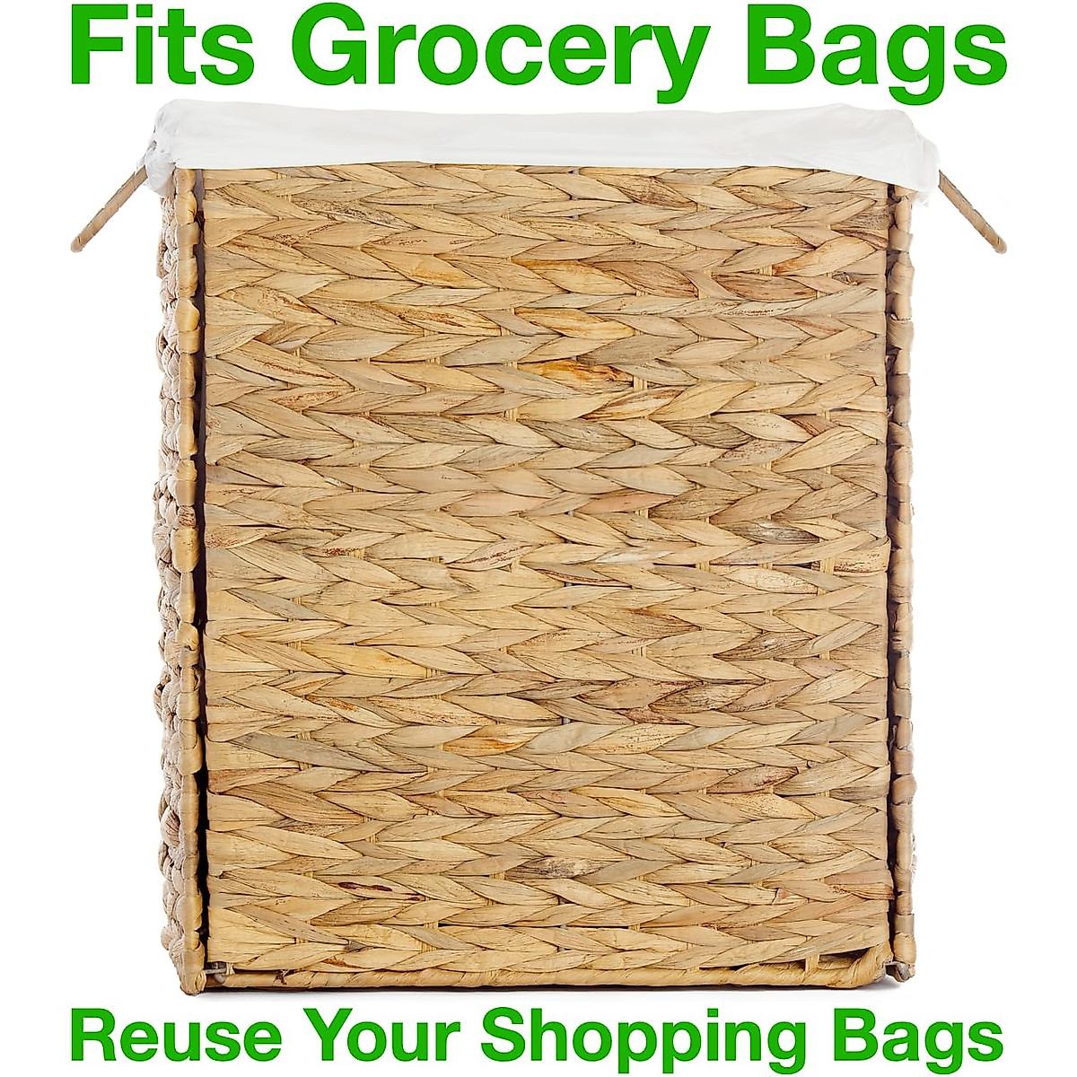 AppliaFit Wicker Trash Can - Fits Grocery Shopping Bags - Waste Basket for Reusing Grocery Shopping Bags (2-Pack)