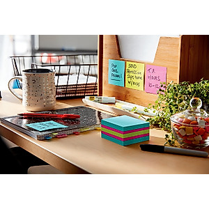 Post-it Super Sticky Notes, 3 in x 3 in, 1 Cube, 2x the Sticking Power, Bright Colors, Recyclable (2027-SSGFA)