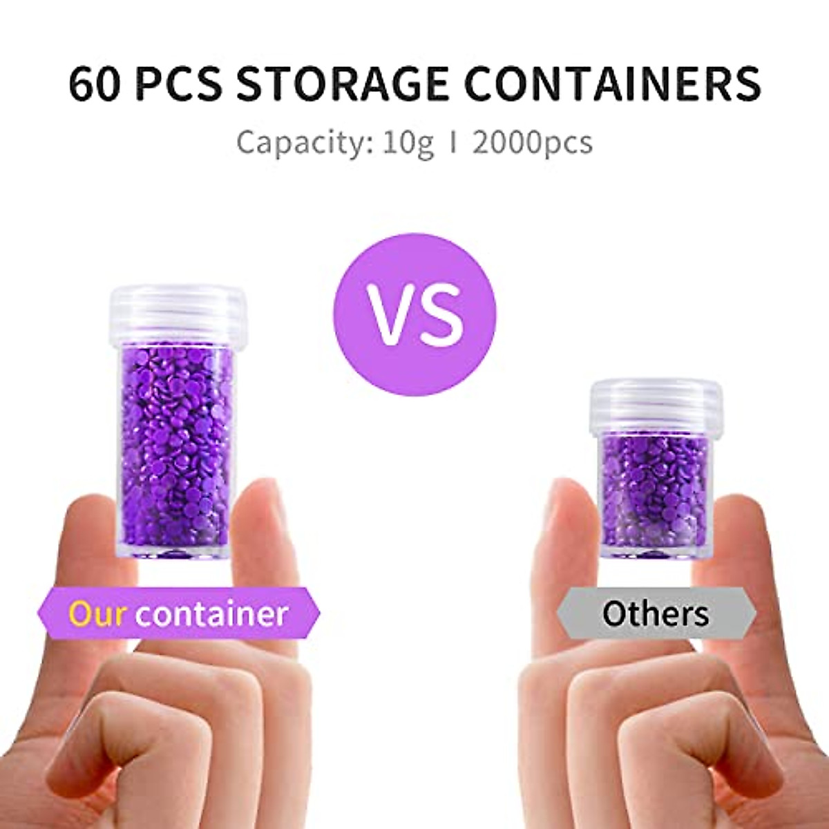 60 Slots Diamond Painting Storage Containers Upgraded Accessories and Tools Pen Tray, Diamond Painting Tools Organizer, Shockproof Diamond Art Storage Case, Jewelry Beads Storage Box