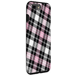 iPhone 7 Plus/8 Plus Pink and Black Plaid Tartan Pattern Preppy 80s 90s Design Case