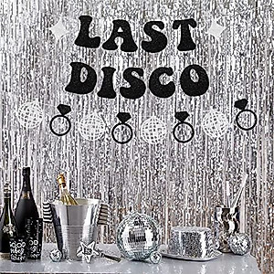 Black Glitter Last Disco Banner Garland for Space Disco Cowgirl Western Bachelorette Party Decorations Supplies